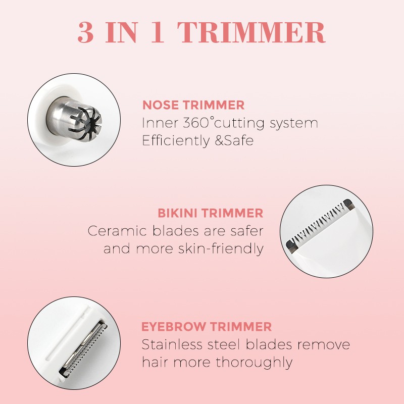 3 in 1 Type-C Rechargeable Nose Trimmer Bikini Trimmer Eyebrow Trimmer ...