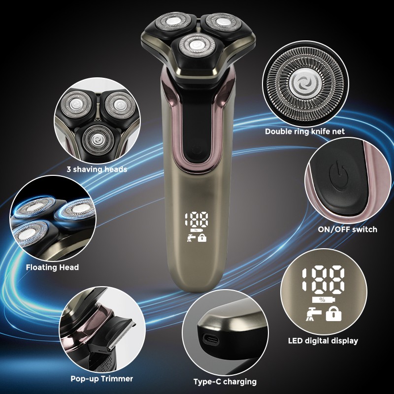 IPX7 Waterproof Wet & Dry Electric Shaver Rotary Face Shaver – UTRUST