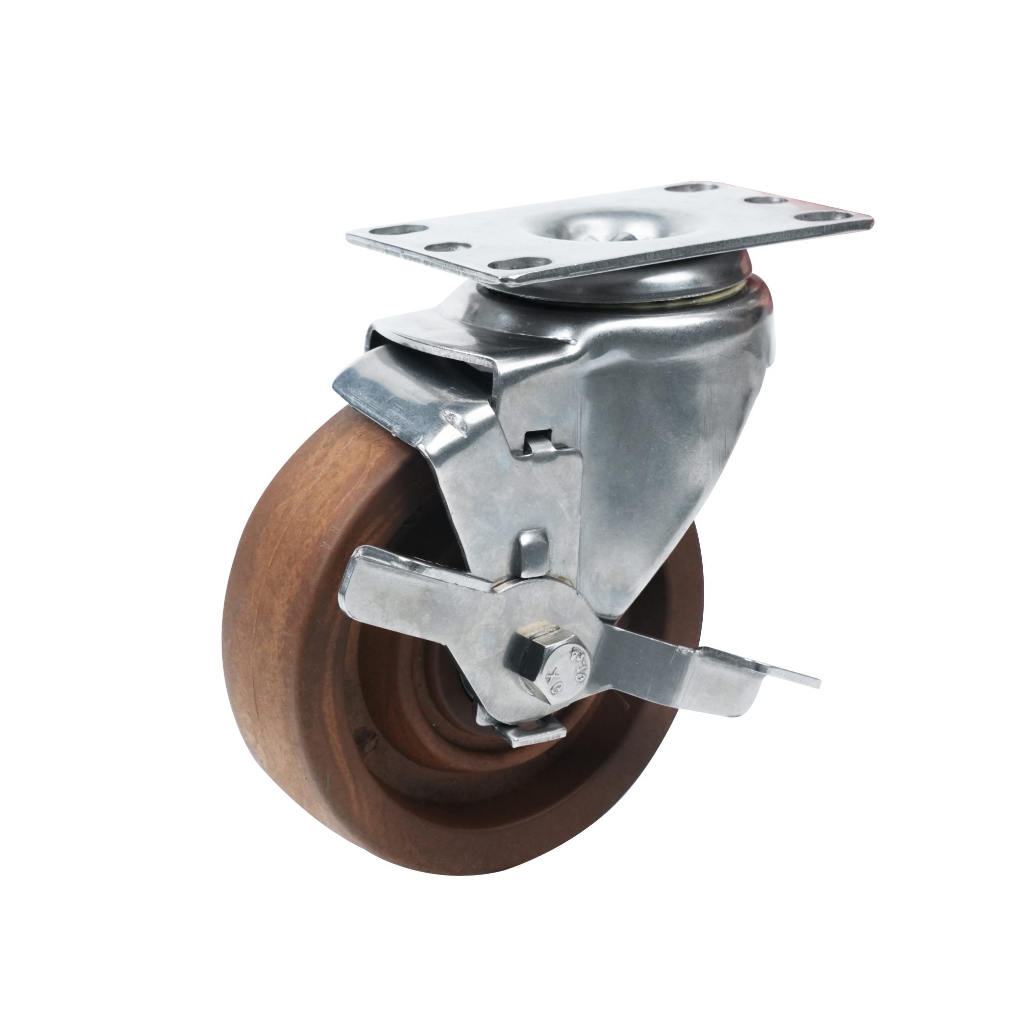 4" Stainless Steel Nylon Glass Fiber Brake Caster - Target Casters